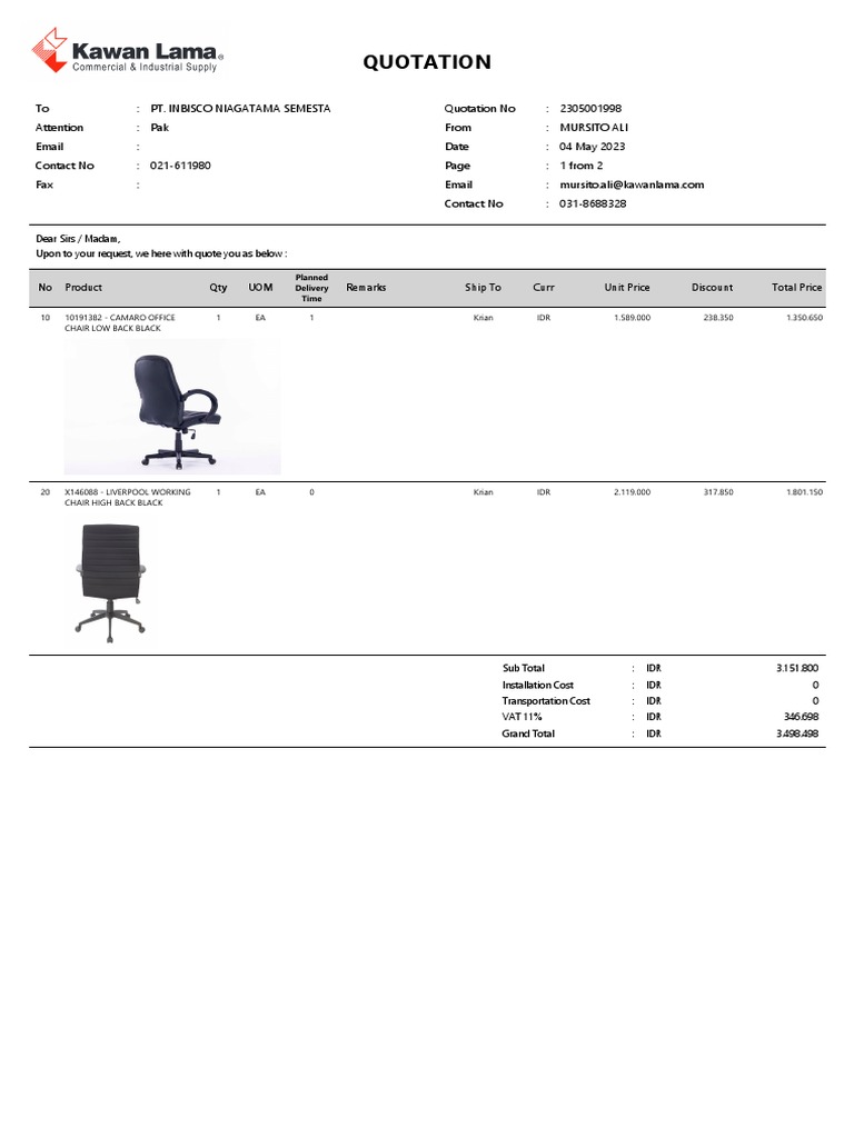 QuotationDocument 2305001998 | PDF | Stocks | Financial Economics