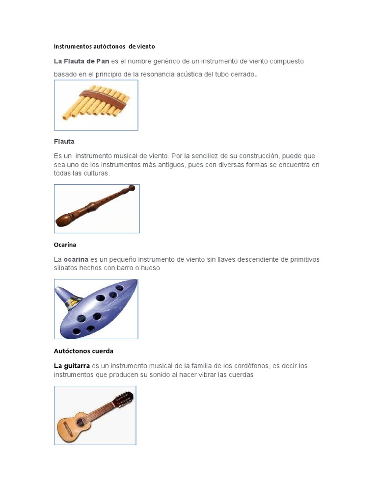 Instrumentos autóctonos de viento | PDF | Instrumentos musicales ...