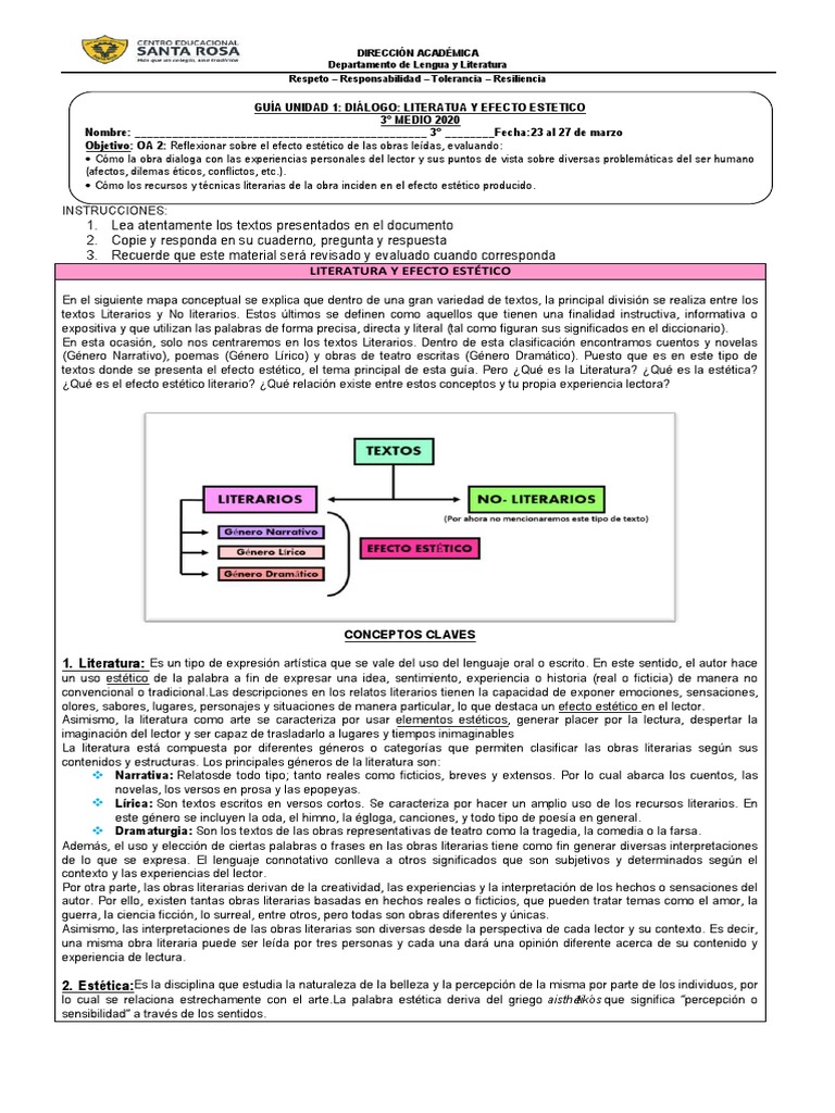 Literatura y Efecto Estético: Guía 3° Medio | PDF | Estética | Las artes