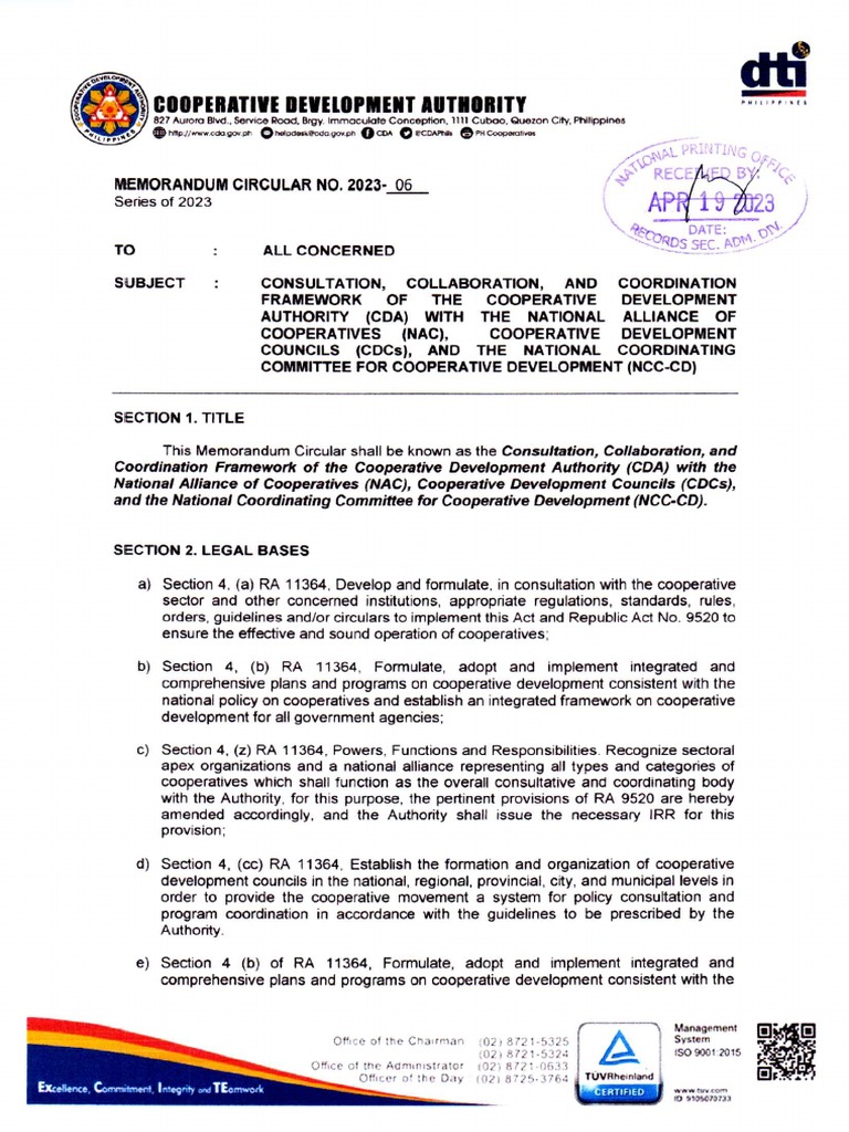 CDA MC 2023-06 CDA-NAC-CDC Collaboration Framework | PDF