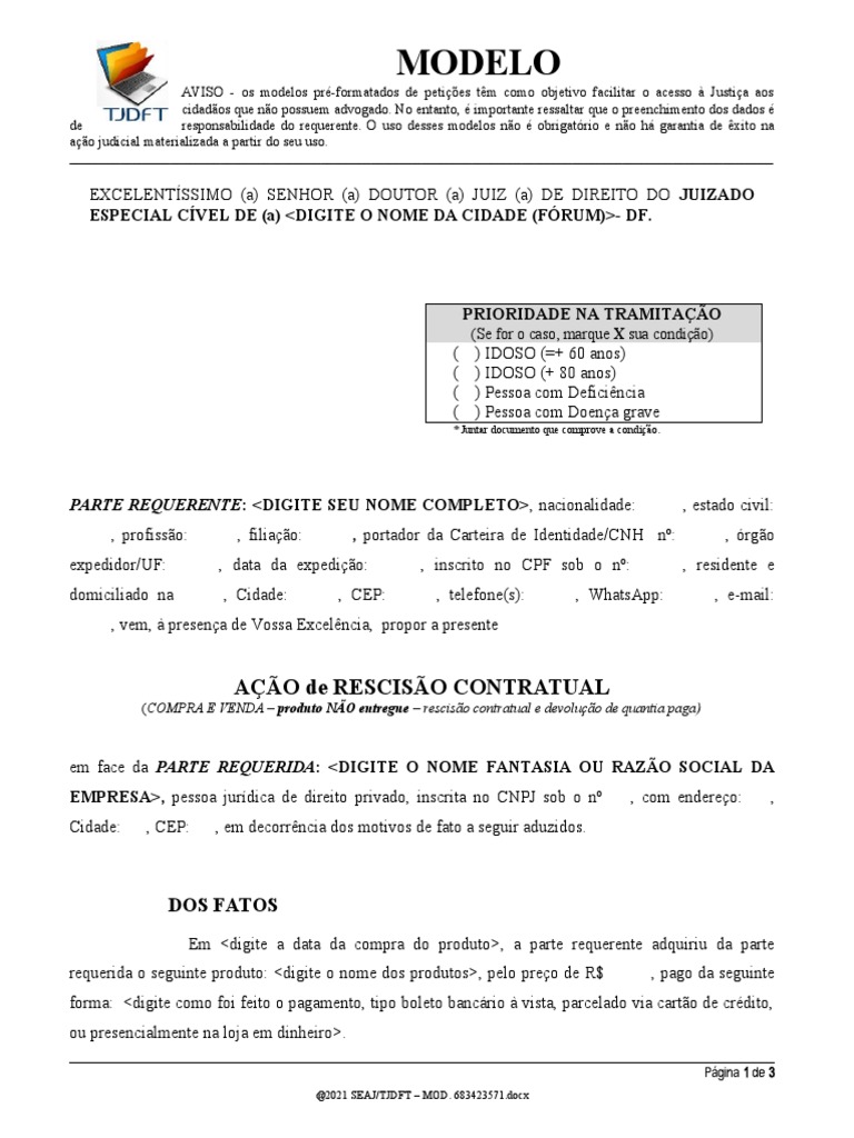 Modelo de Ação Consumidor COMPRA E VENDA - Produto NÃO Entregue | PDF ... Modelo de Ação Consumidor COMPRA E VENDA - Produto NÃO Entregue | PDF ...