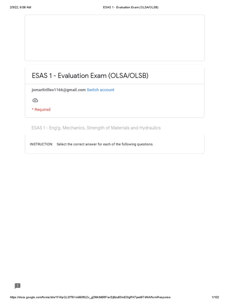 Esas 1 - Evaluation Exam (Olsa - Olsb) | PDF