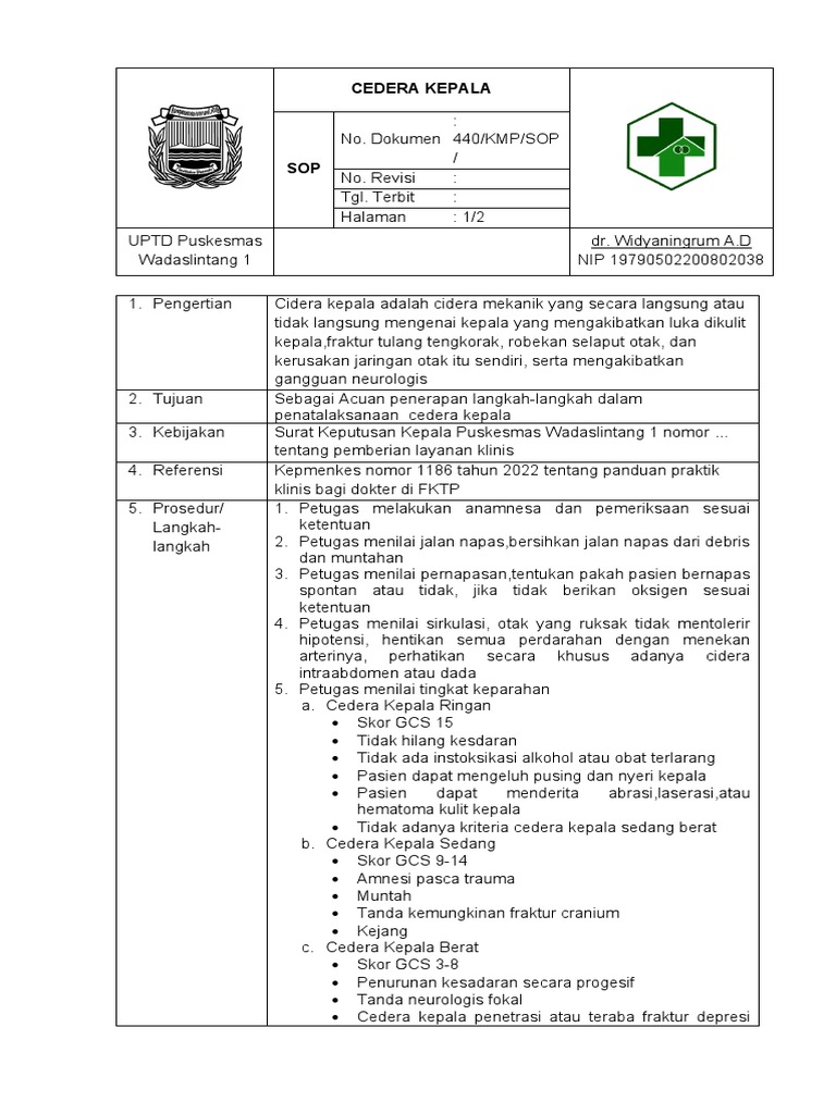 SOP Cedera Kepala | PDF