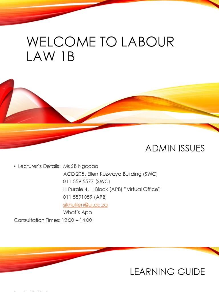Lecture Slides - Unit 1 Labour Law | PDF | Labor Relations | Labour Law