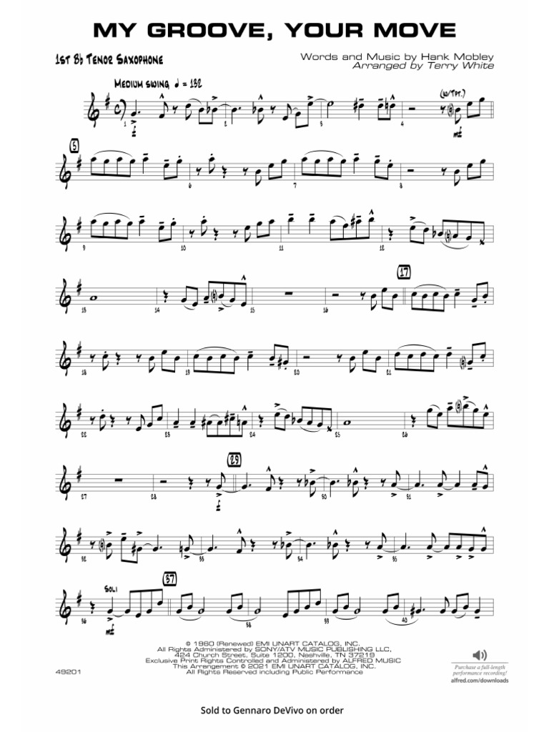 My Groove Your Move B Flat Tenor Saxophone Pdf