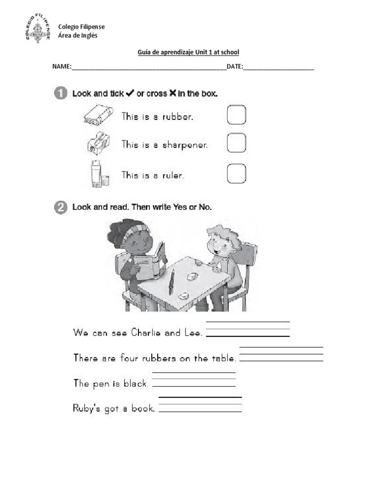 Guia Unit 1 at School | PDF | Ciencias sociales | Estudios de idiomas ...