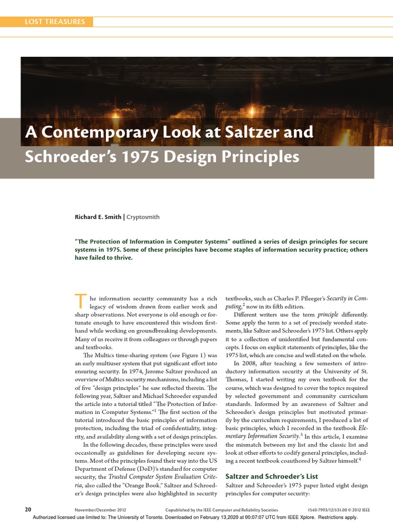 A Contemporary Look at Saltzer and Schroeder's 1975 Design Principles ...