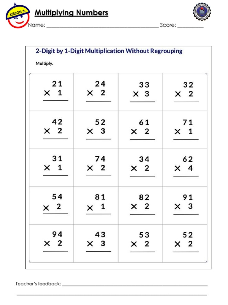 Lesson 3 Multiplying Numbers | PDF