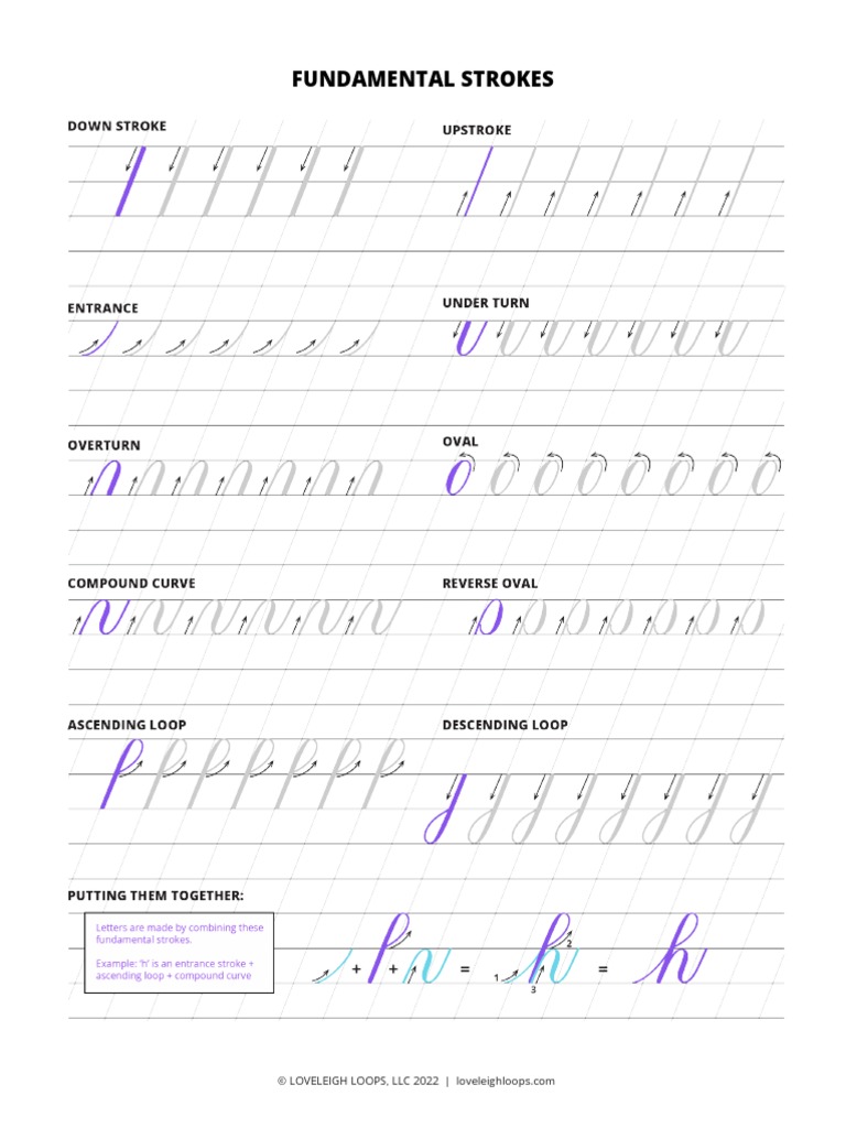 Basic Strokes Worksheet - Loveleigh Loops | PDF
