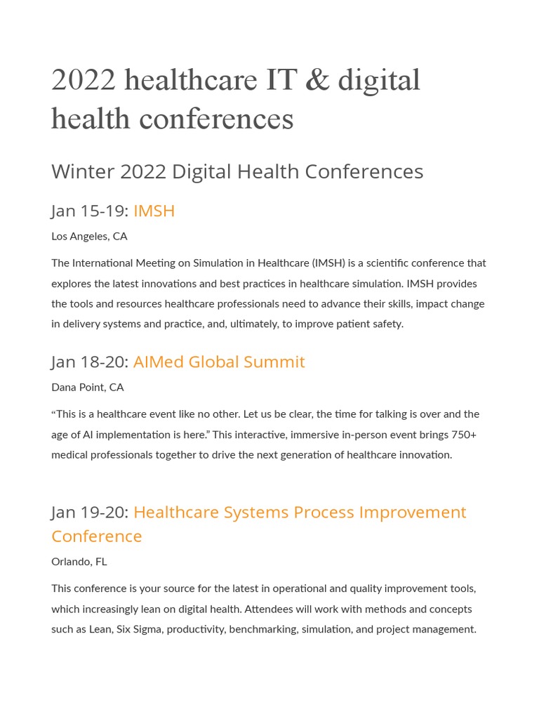 Digital Conferences | PDF | Health Care | Health Informatics