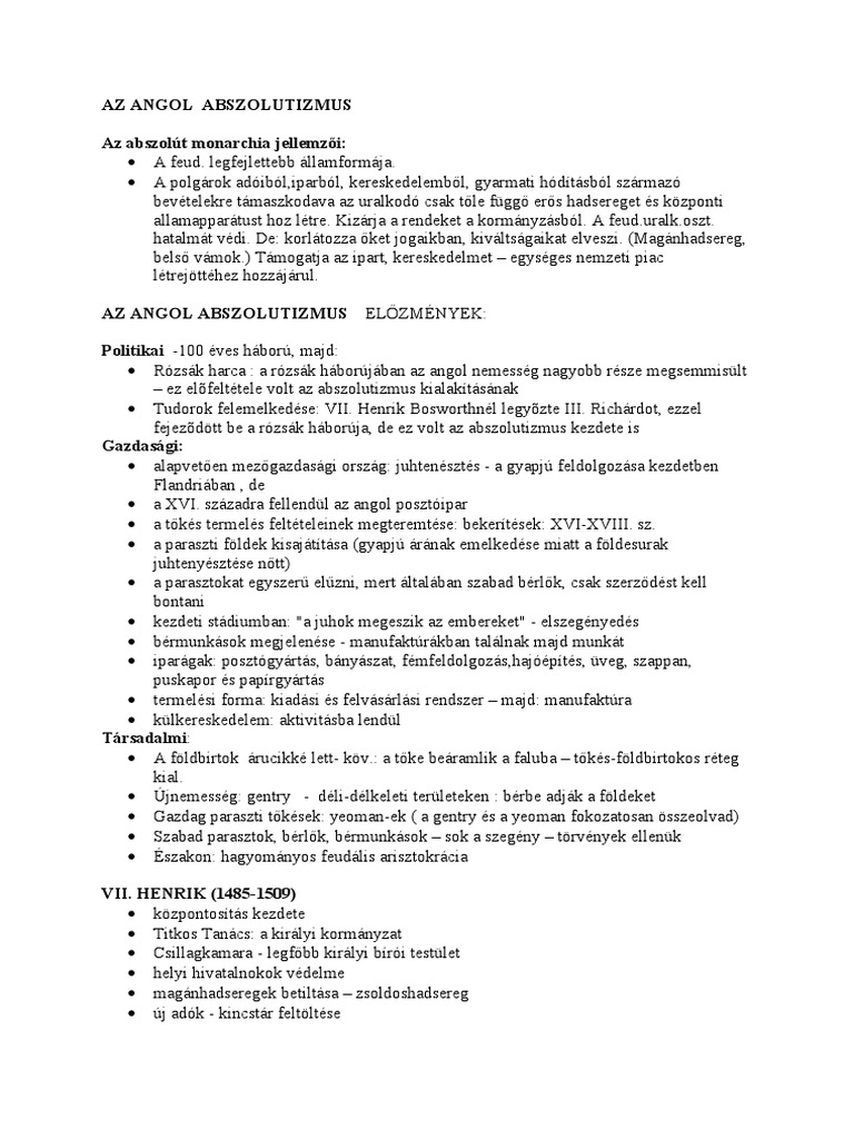 Angol Abszolutizmus | PDF