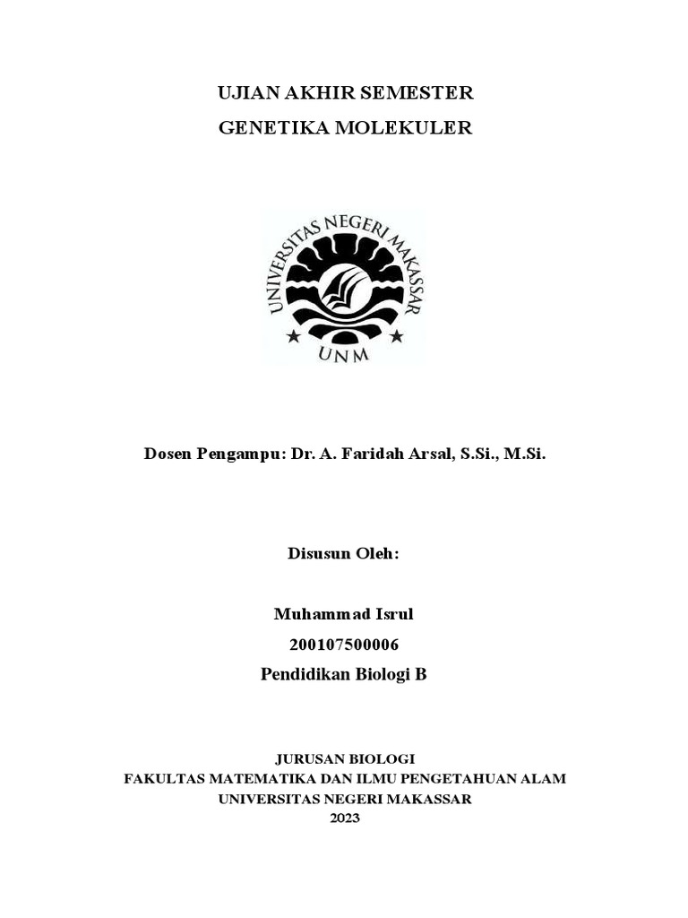 Ujian Genetika Molekuler PKA 2023 | PDF | Pengembangan Diri | Kesehatan Holistik