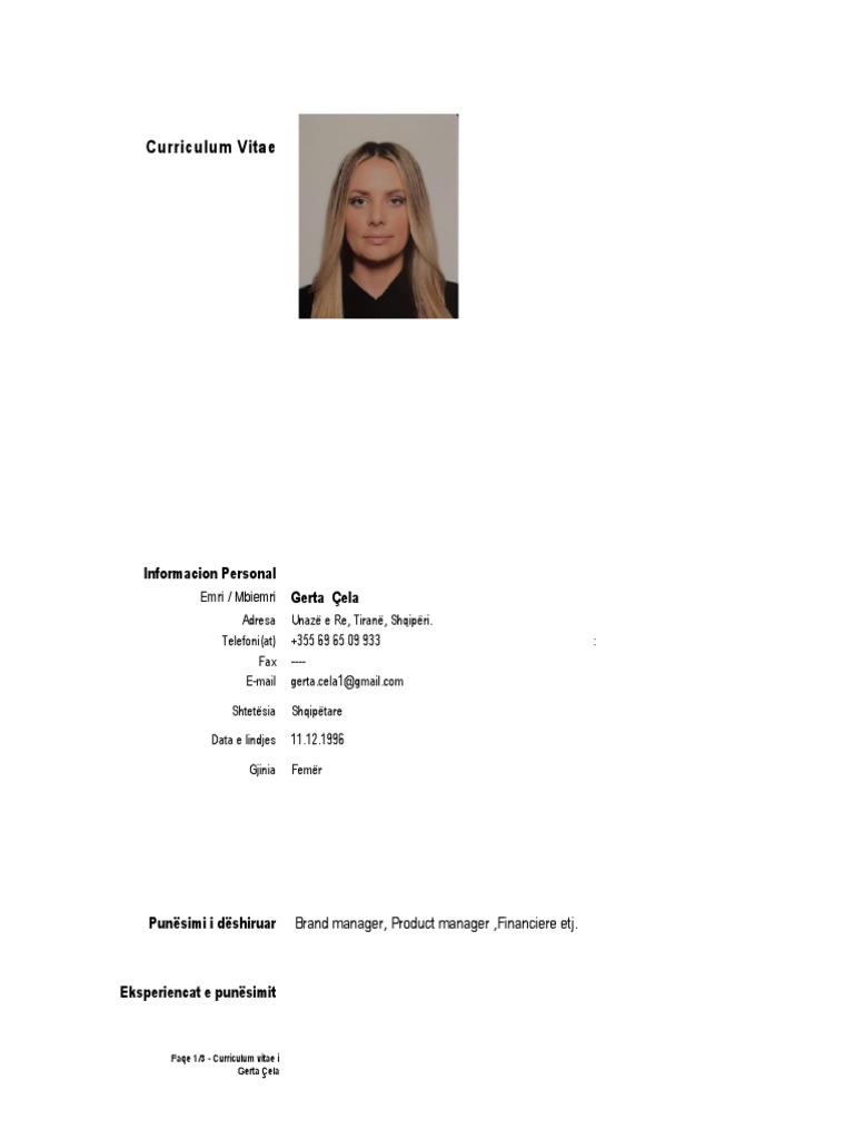 CV - Gerta Cela | PDF