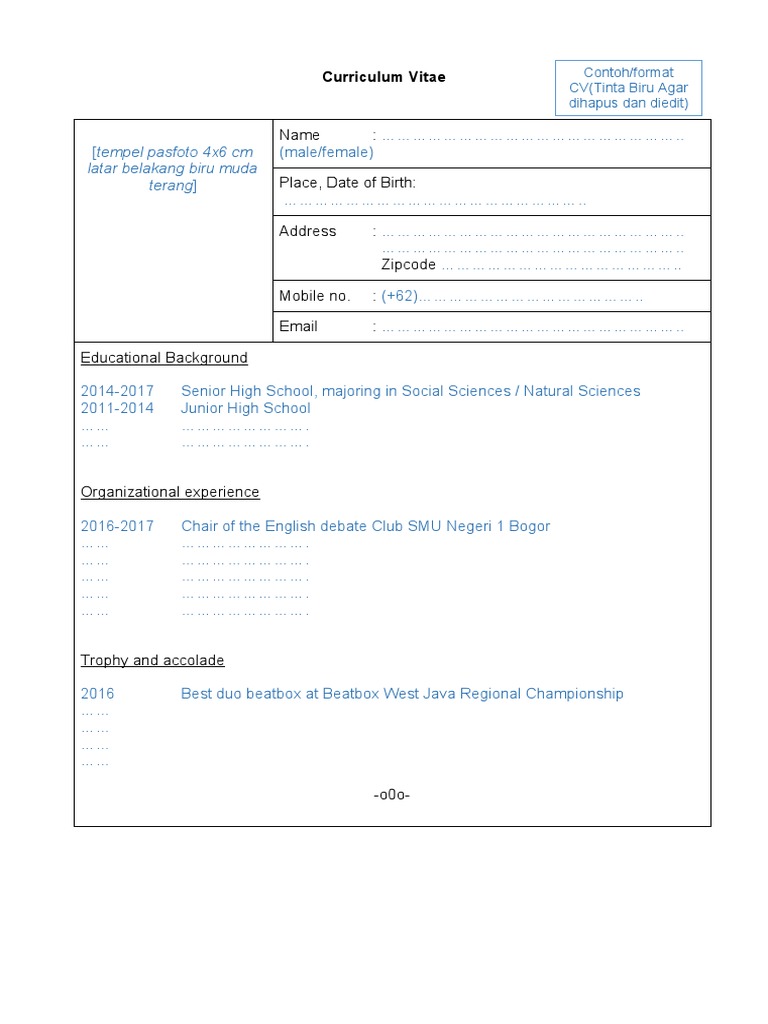 2023 - Format CV Beasiswa Kuwait | PDF