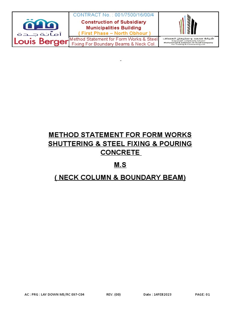 Shuttering & Steel WORKS & Concrete Placing (Neck Column and Boundary ...