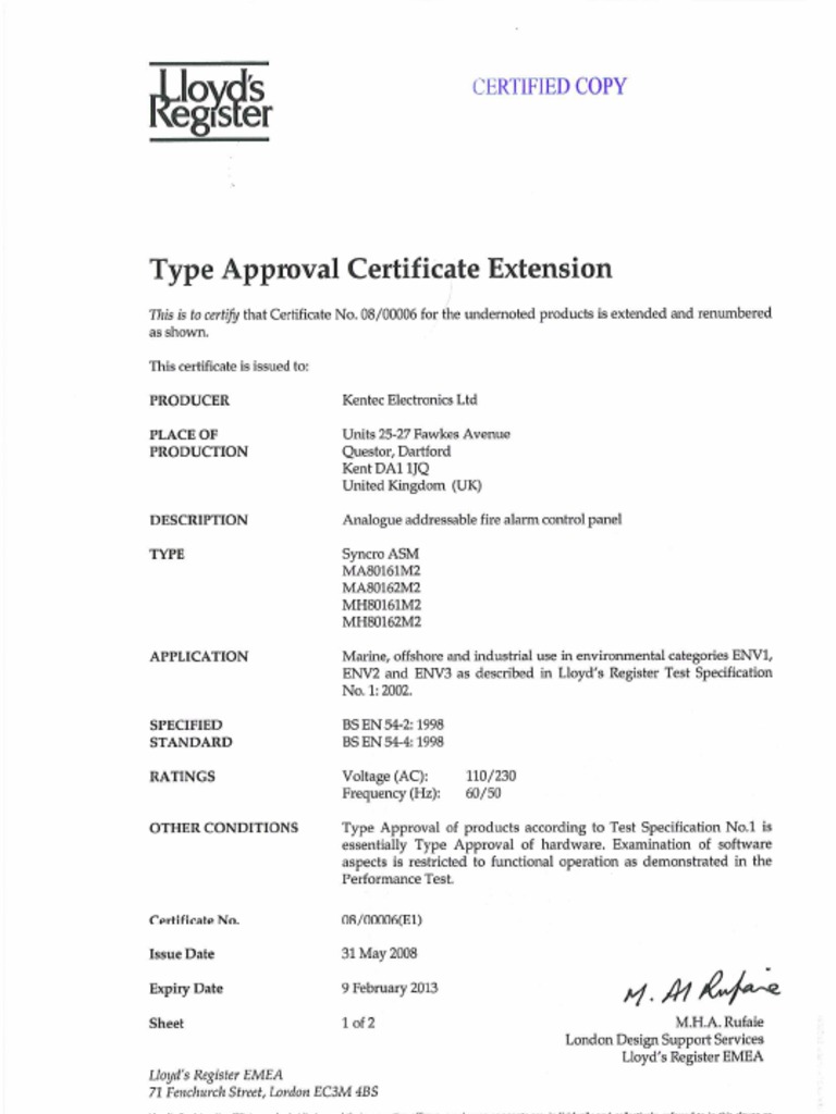 Lloyds Register Certificate | PDF