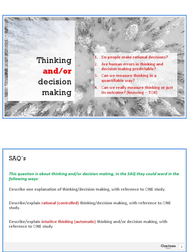 Cognitive Approach - Thinking and Decision Making & Cognitive Biases ...