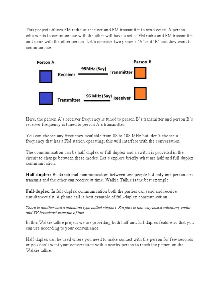 This Project Utilizes FM Radio As Receiver and FM Transmitter To Send ...