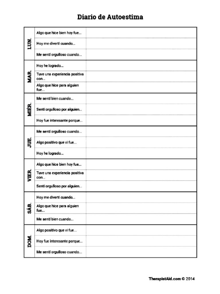 Hojas De Trabajo De Autoconcepto 4° SES PS LUN10 Reflexiones Sobre