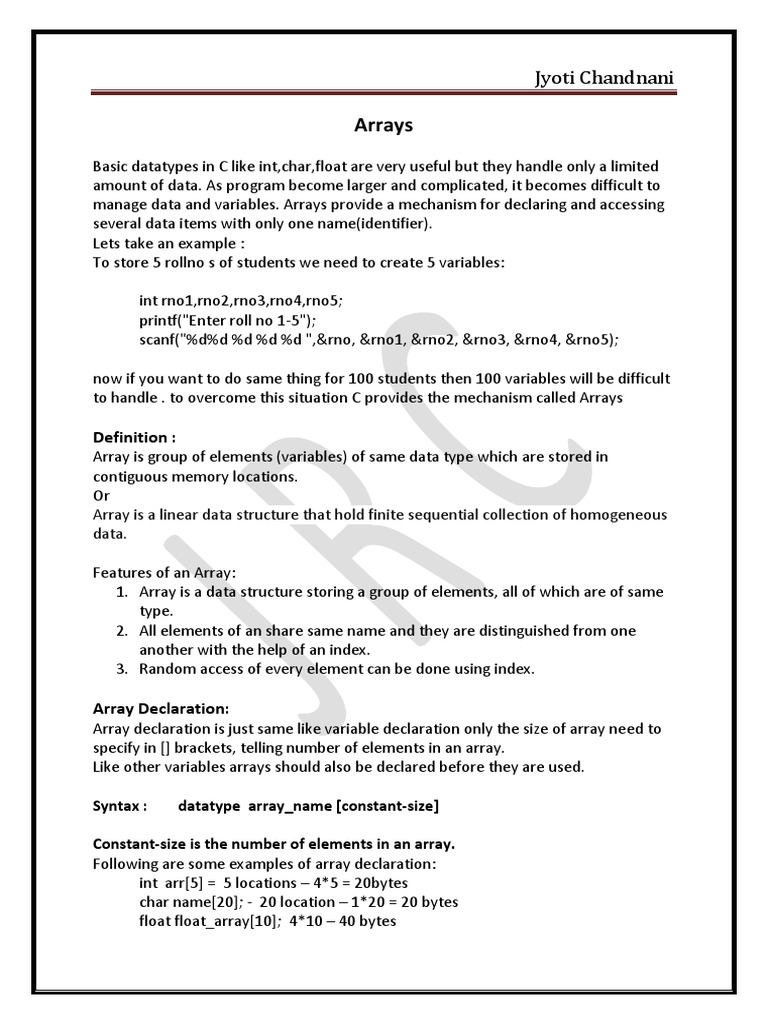 C Functions And Arrays Pdf Parameter Computer Programming Scope Computer Science