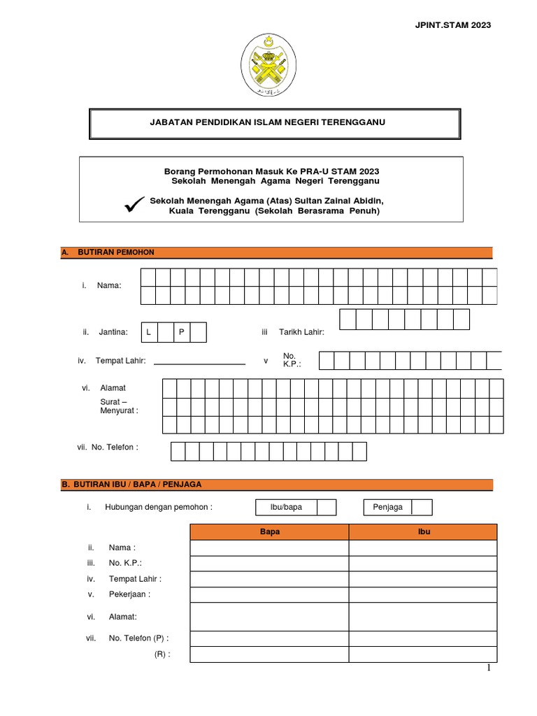 Borang Stam Smaasza 2023 | PDF