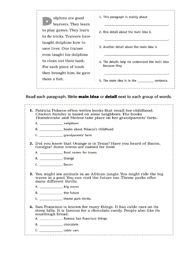 Main Idea of Paragraphs | PDF