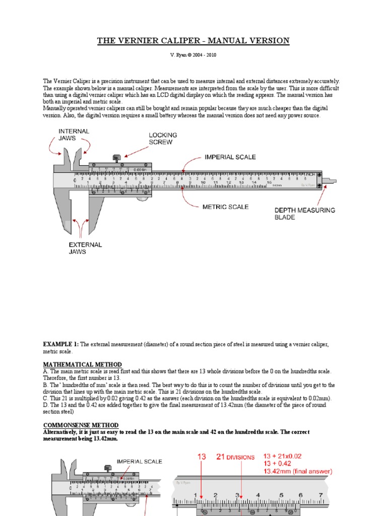 Manual Vernier Caliper Guide | PDF