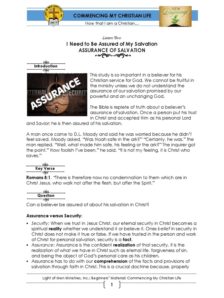 Assurance of Salvation | PDF | Assurance (Theology) | Salvation