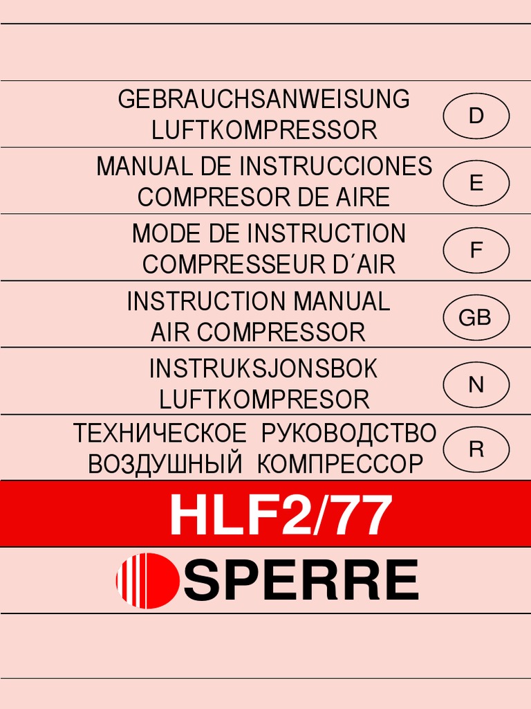 Manual Compresor de Aire de Sperre HLF2-77 Manual | PDF