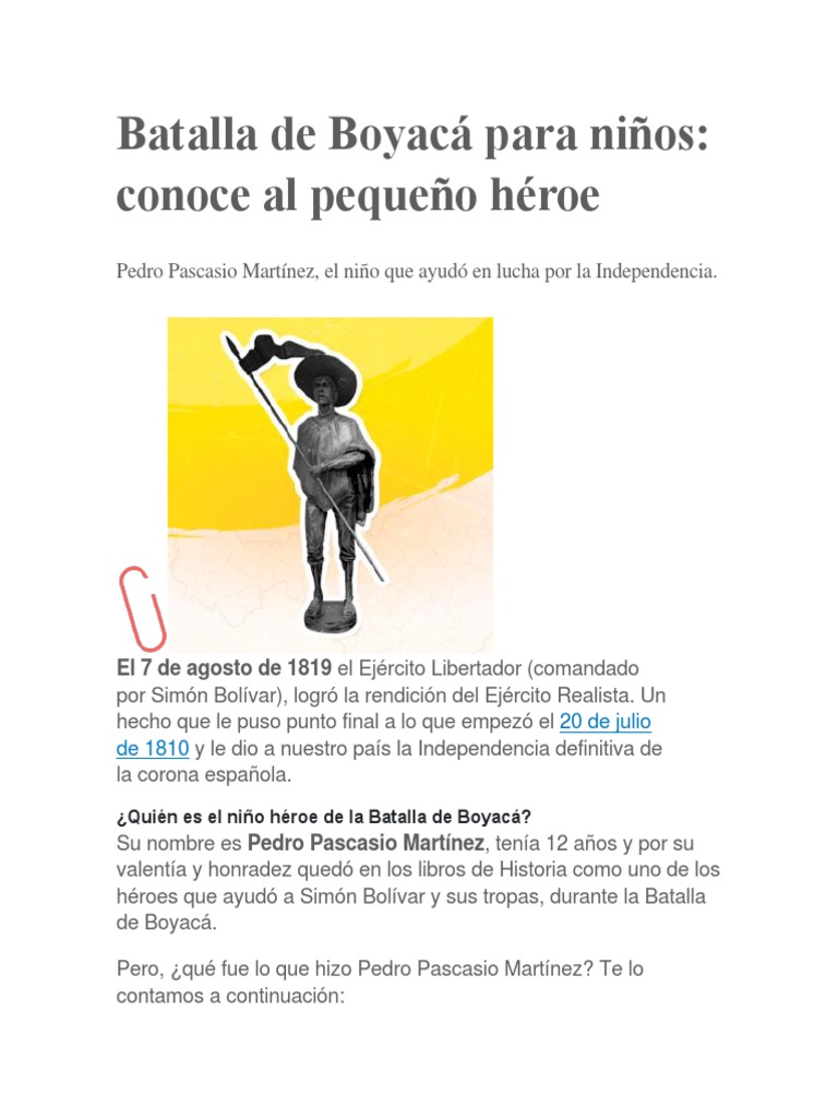 Batalla de Boyacá para Niños 7 de Agosto | PDF