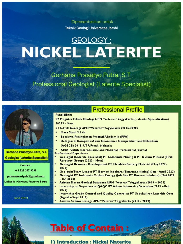 Geology Nickel Laterite Unja | PDF | Nickel | Chemical Substances