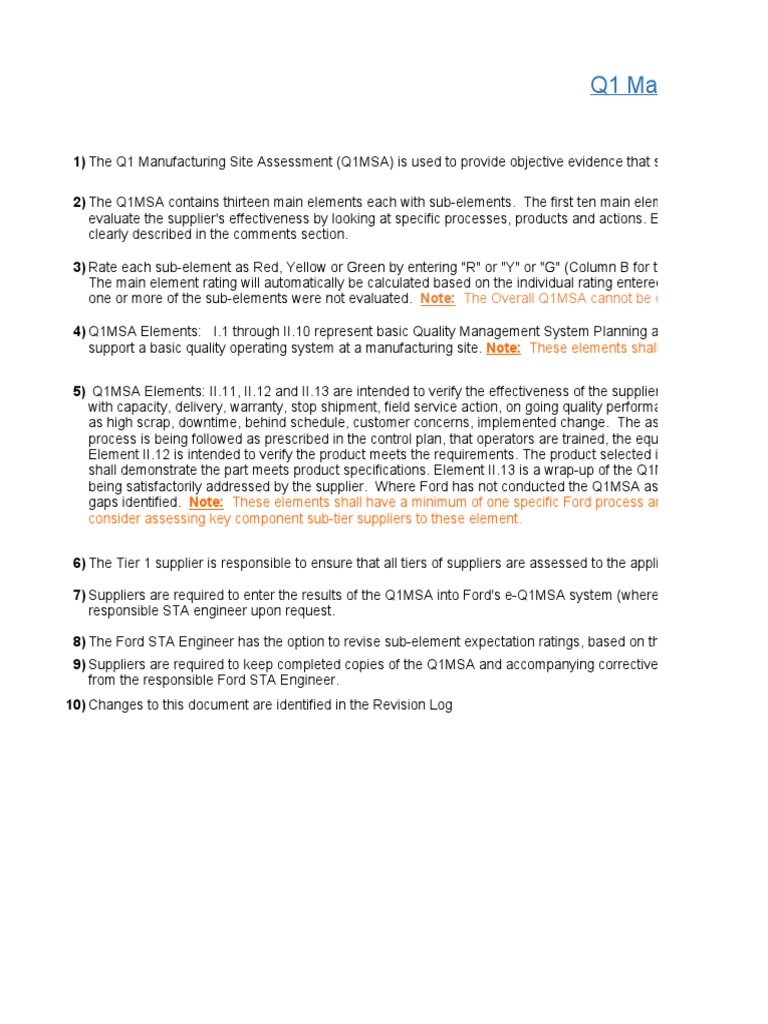 Q1 MFG Site Assessment | PDF | Performance Indicator | Audit