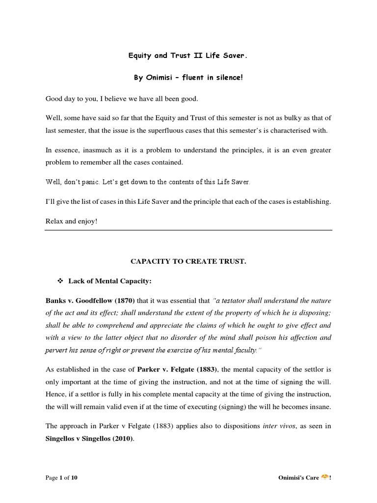 Equity and Trust II Life Saver | PDF | Trust Law | English Trust Law