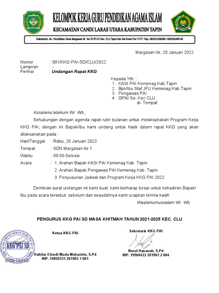 Undangan KKG PAI 2022 | PDF