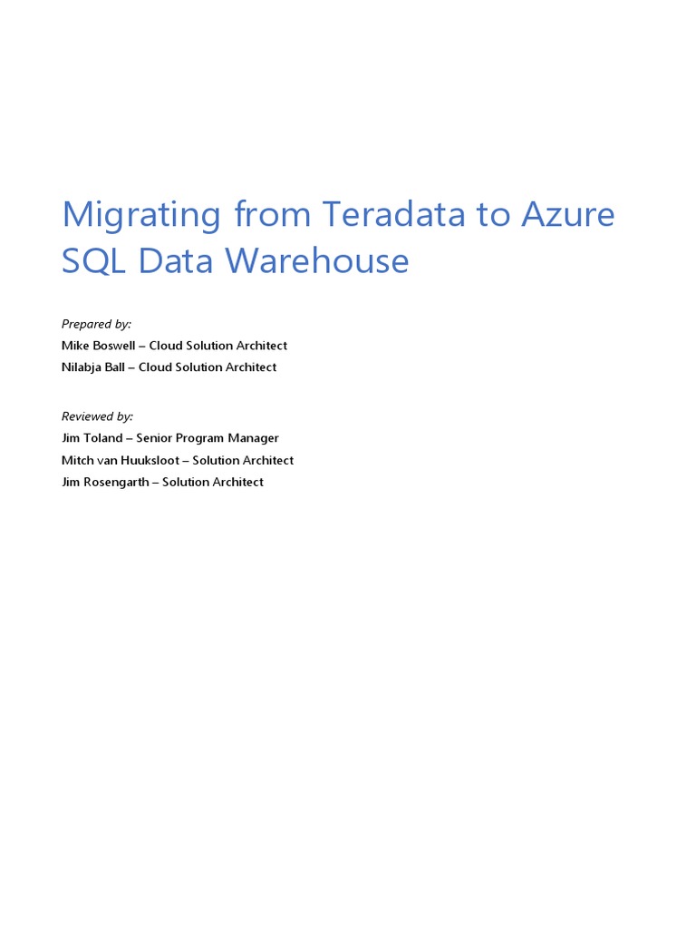 Migrating From Teradata To Azure SQL Data Warehouse v1.2 | PDF | Databases | Microsoft Azure