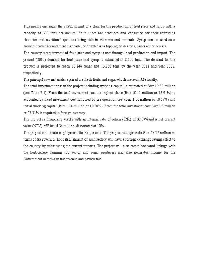 Project Proposal On Juice Pdf