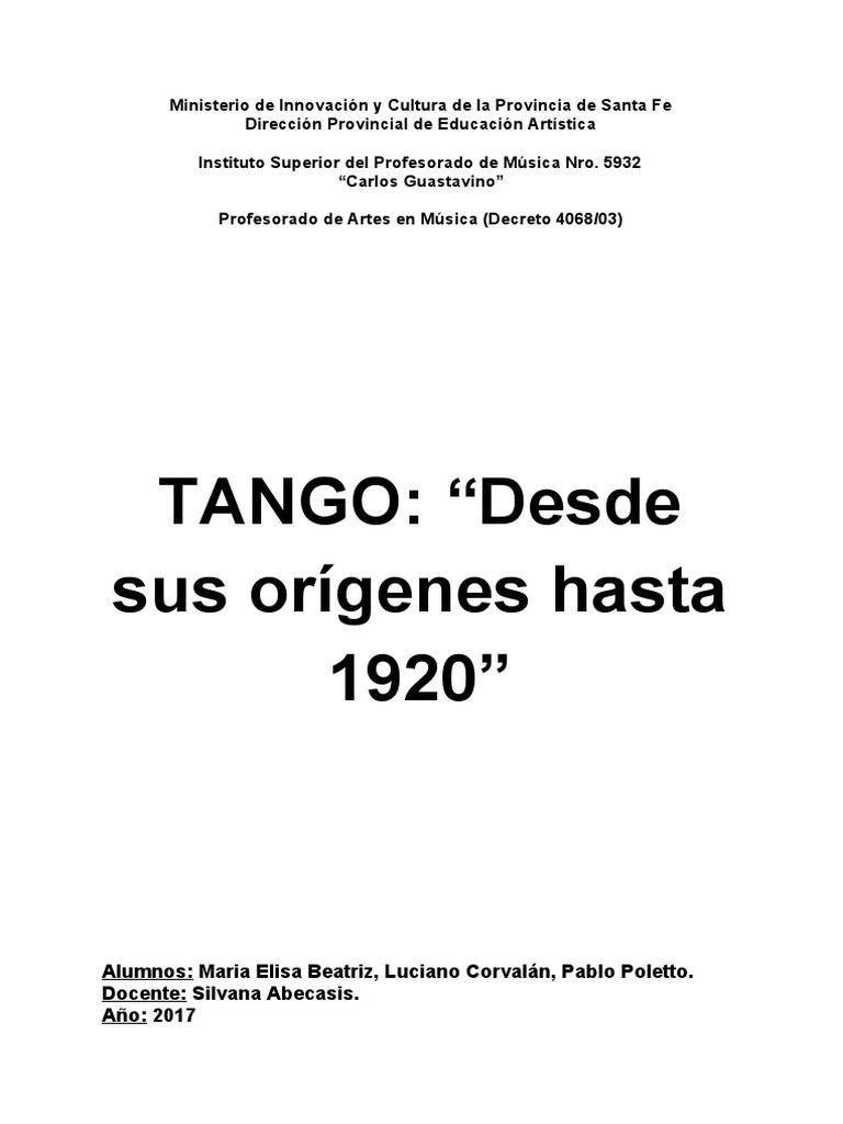 Orígenes del Tango hasta 1920 | PDF | Bailes | Musica africana