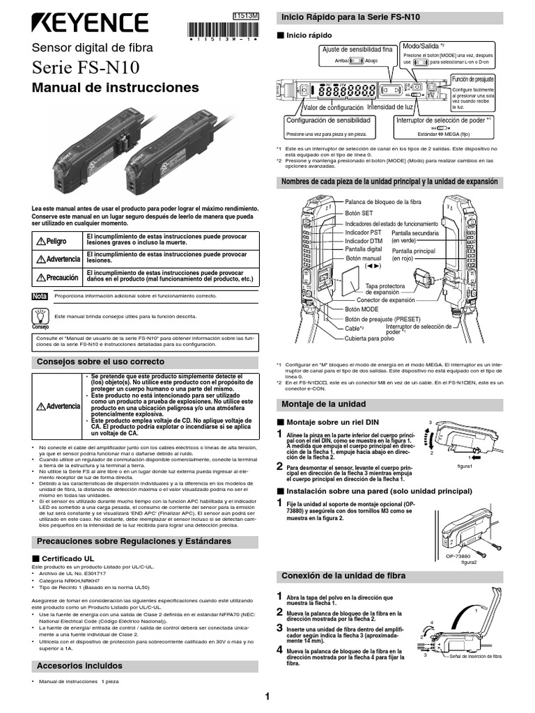 Serie FS-N10: Manual de Instrucciones | PDF | Corriente eléctrica | Conector eléctrico
