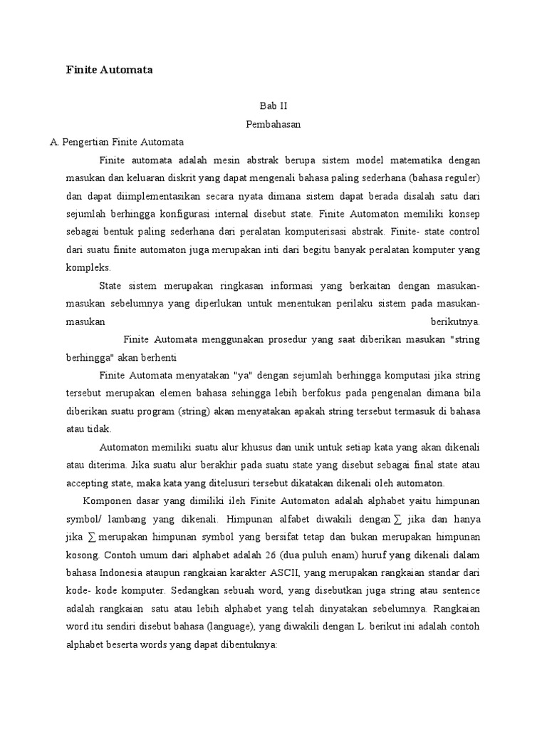 Finite Automata: Konsep dan Implementasi | PDF | Metode & Bahan Ajar | Komputer