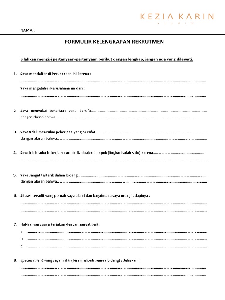 Form Recruitment | PDF