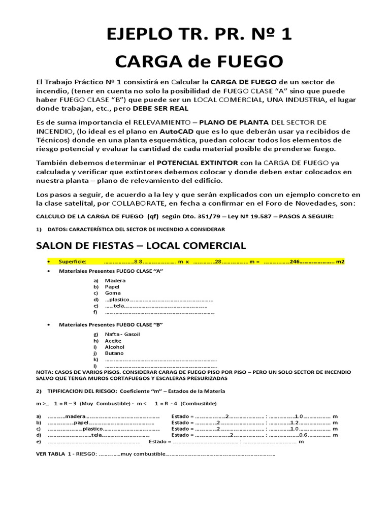 Seguridad Iv - Tr. Pr. #1 - Ejemplo Practico Salon de Fiestas | PDF | Combustibles | Hormigón