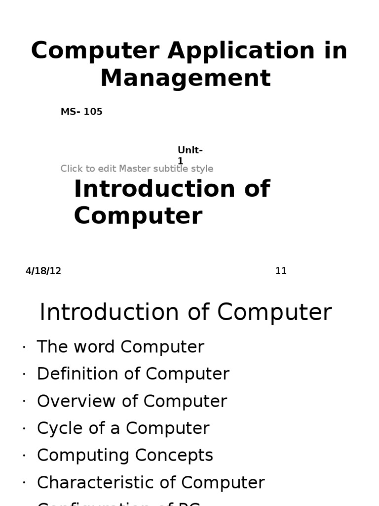 Computer Application in Management | PDF | Central Processing Unit ...