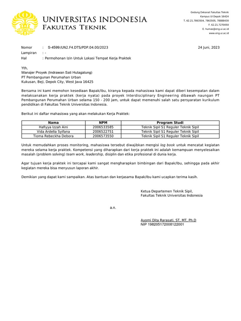 Surat Balasan KP | PDF
