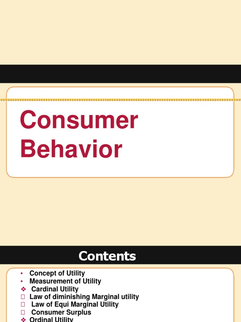 Consumer Behavior | PDF | Utility | Economic Surplus