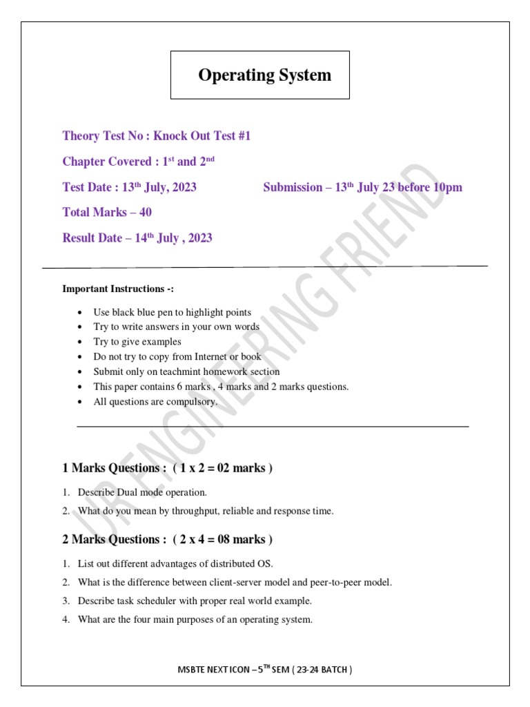 OSY Knock Out Test 1st - Ur Engineering Friend | PDF