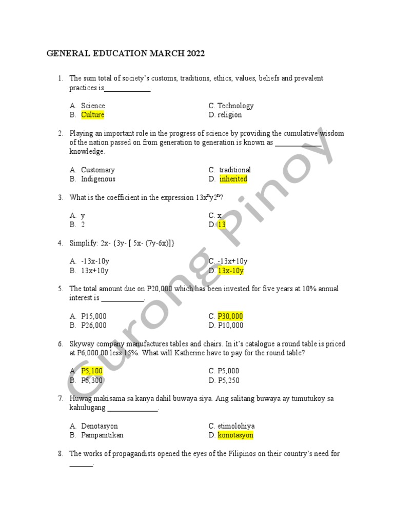 Gened Actual Let March 2022 | PDF
