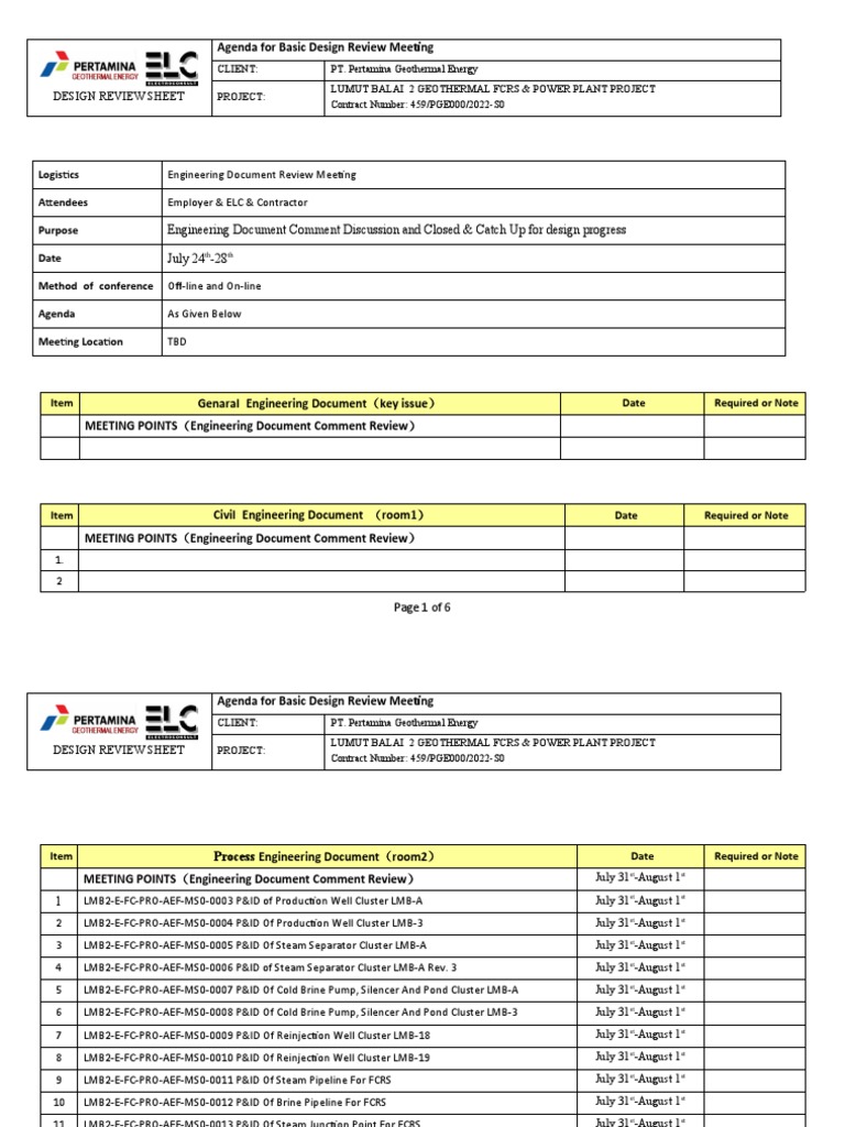 Engineering Review Agenda - PGE - 28072023 | PDF