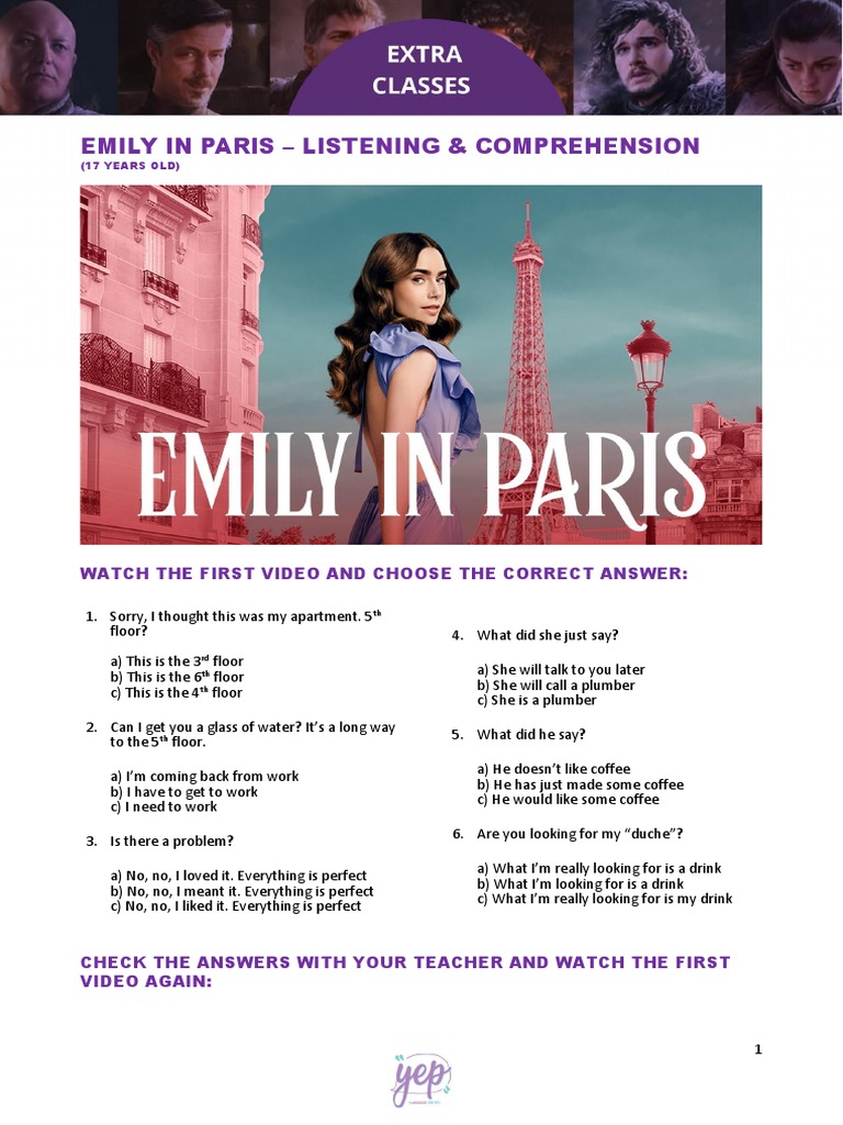 Emily in Paris - Listening - Comprehension | PDF