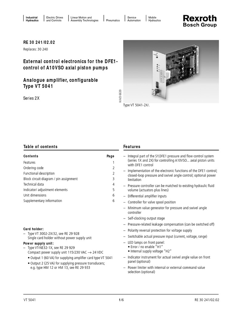 Rexroth_VT5041-2X-Data Sheet_English | PDF | Amplifier | Power Supply