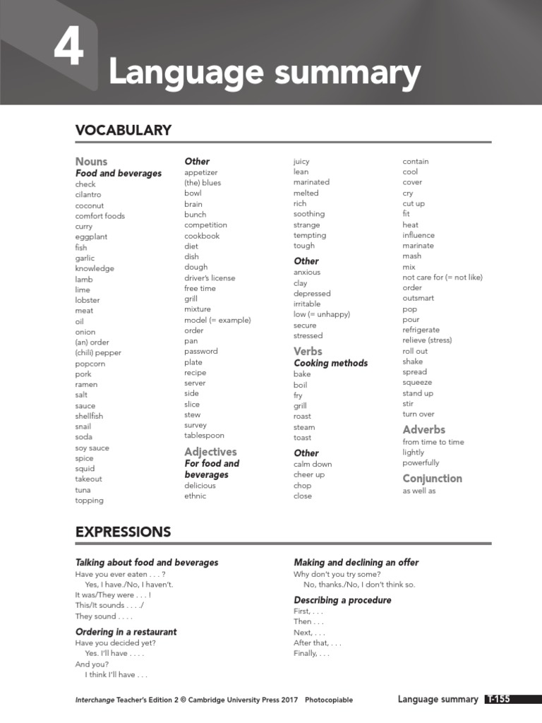 Food Vocabulary and Expressions Guide | PDF